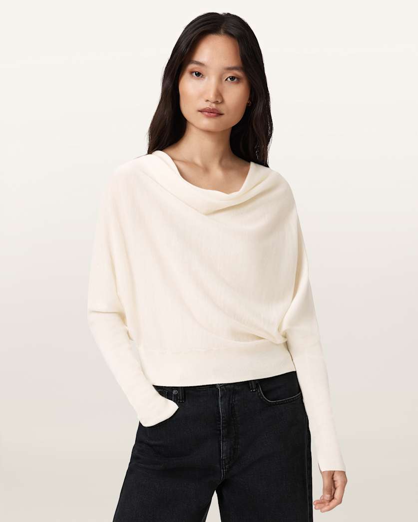 Ridley Cropped Wool Jumper Chalk White | ALLSAINTS